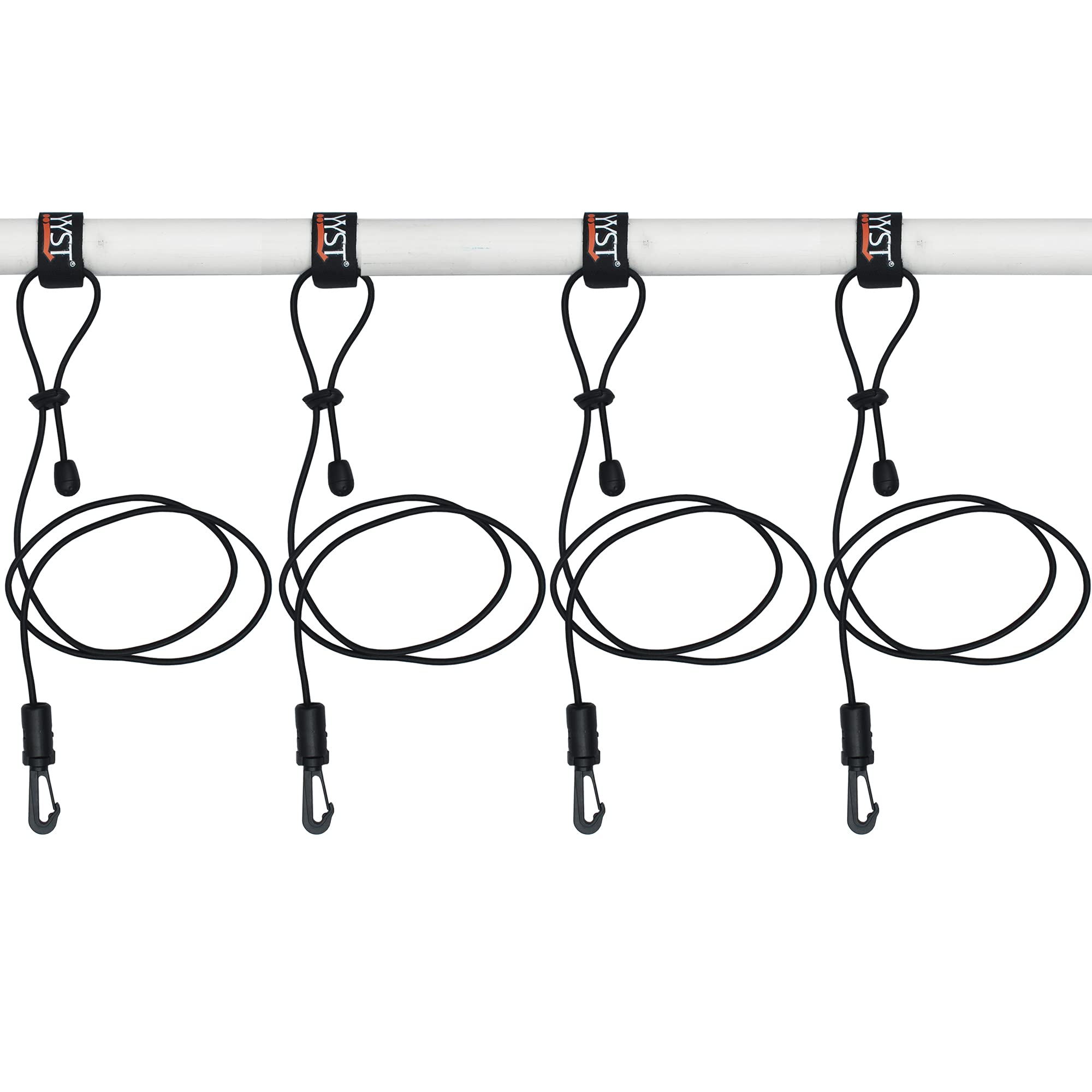 YYST Adjustable Kayak Black Rod Leash Fishing Rod Paddle Leash -Black (4)