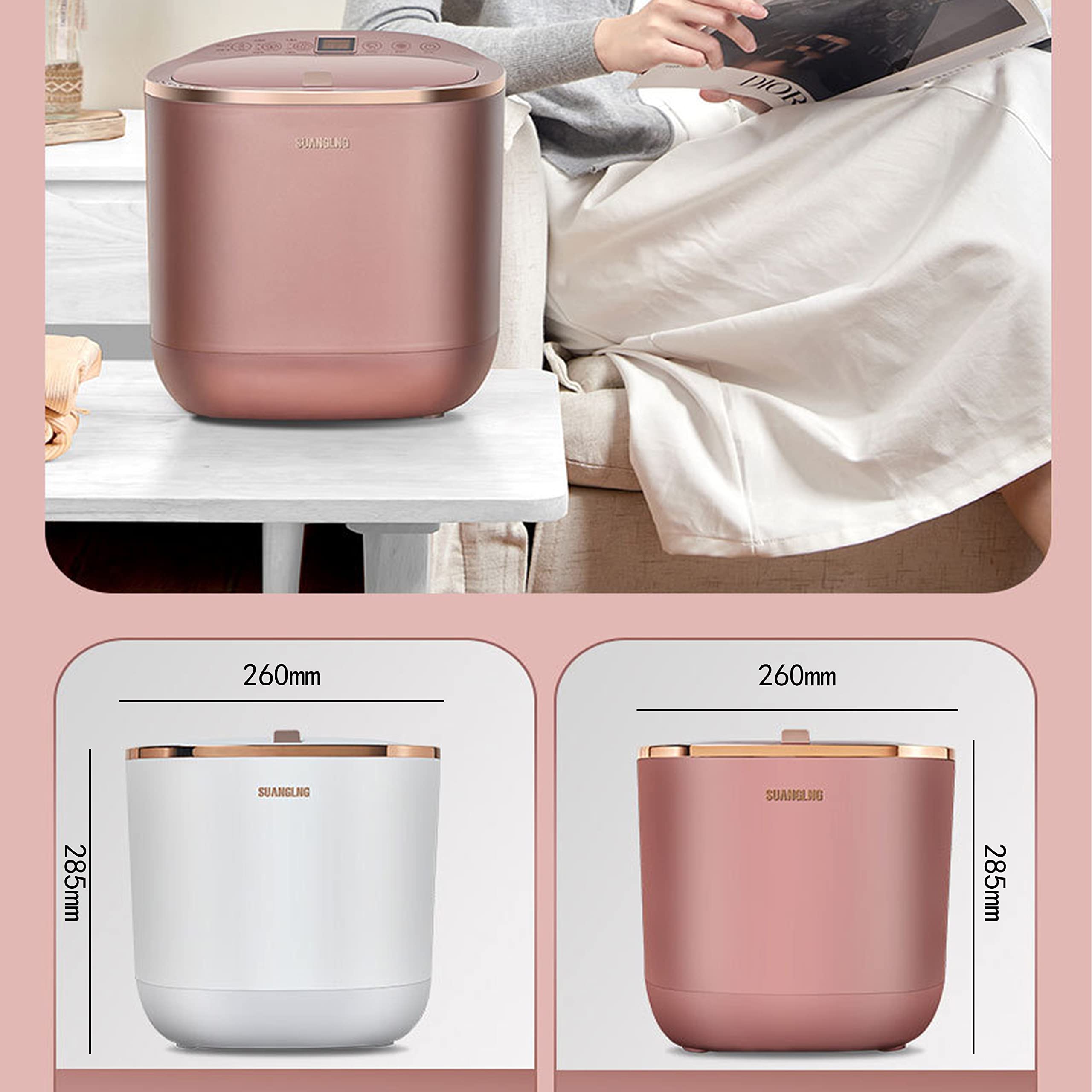 Vastarry Automatic Mini Portable Underwear Washer with Drain Basket Small portable washing machine is very suitable for small apartments, dormitories and other places (White)