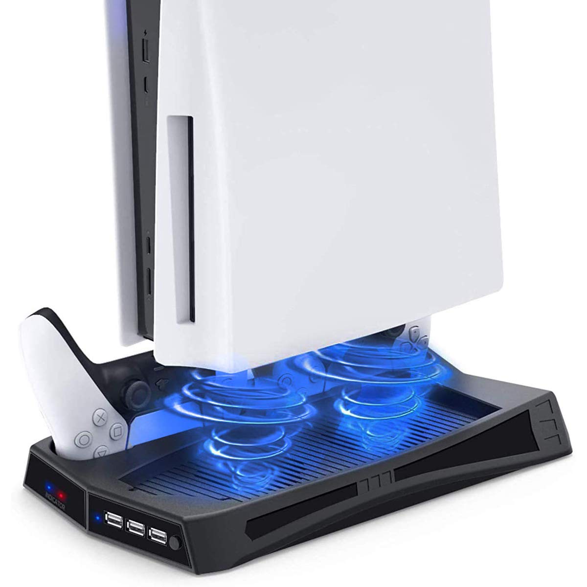 Vertical Charge Stand with Cooling Fan for PS5, Multi-Function Stand Cooling Fan Charging Station for Playstation5 Digital Edition/Ultra HD