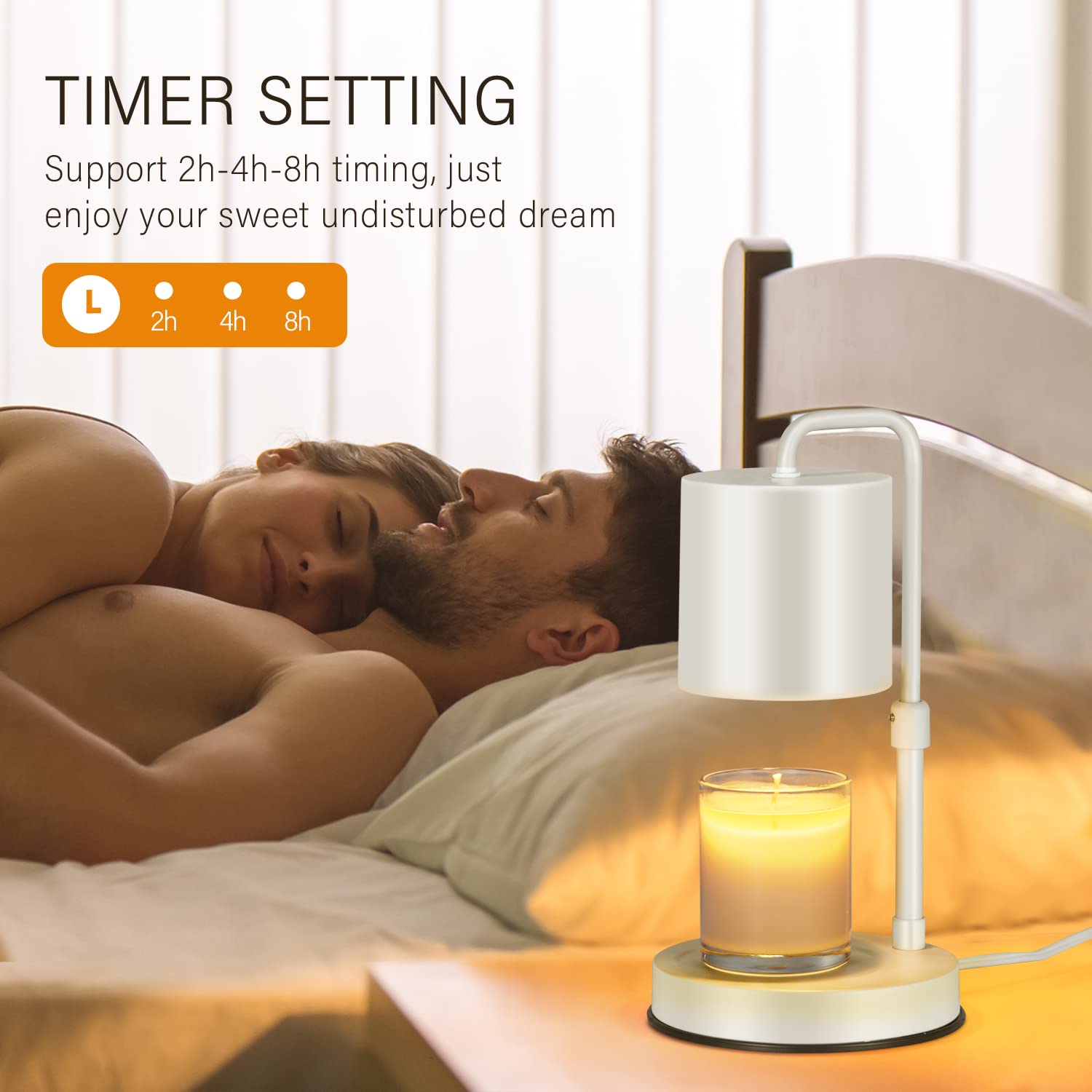 zukakii Candle Warmer Lamp Adjustable Height Dimmable Candle Lamp Warmer with Timer Compatible with Large Jar Candles No Flame Scented Candle Wax Warmer with 2 Bulbs White