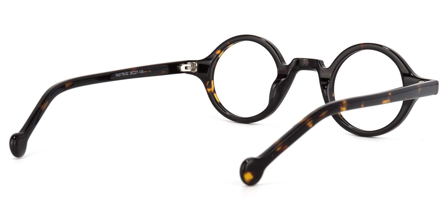 Zeelool Vintage Small Round Glasses Frame for Men Women, Wood Grain Acetate Eyewear Frame with Clear Lens Arale FA0176-02 Tortoise