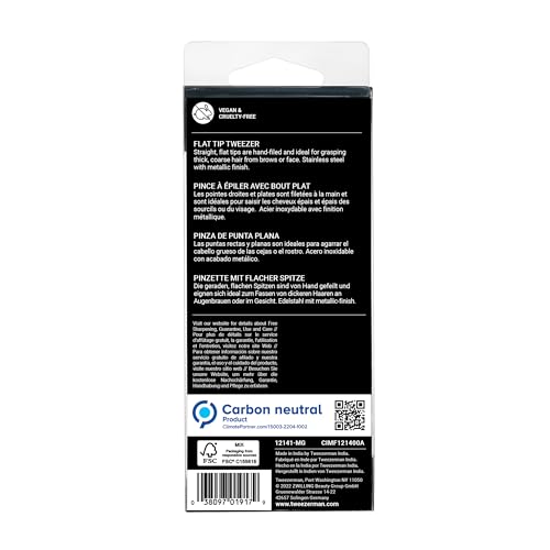 Tweezerman G.E.A.R. Flat Tip Tweezer for Women and Men