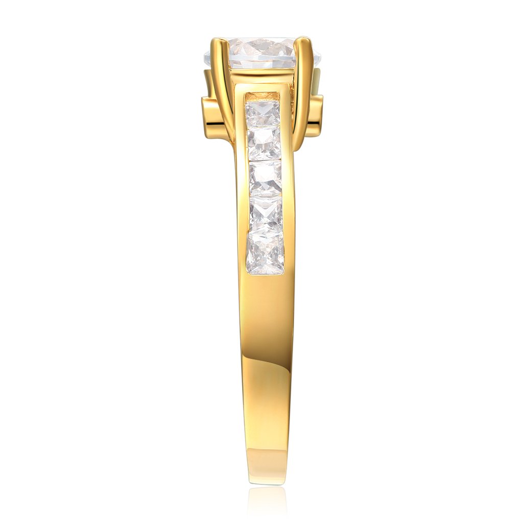 TWJC 14k Yellow Gold Solid Wedding Engagement Ring - Size 5