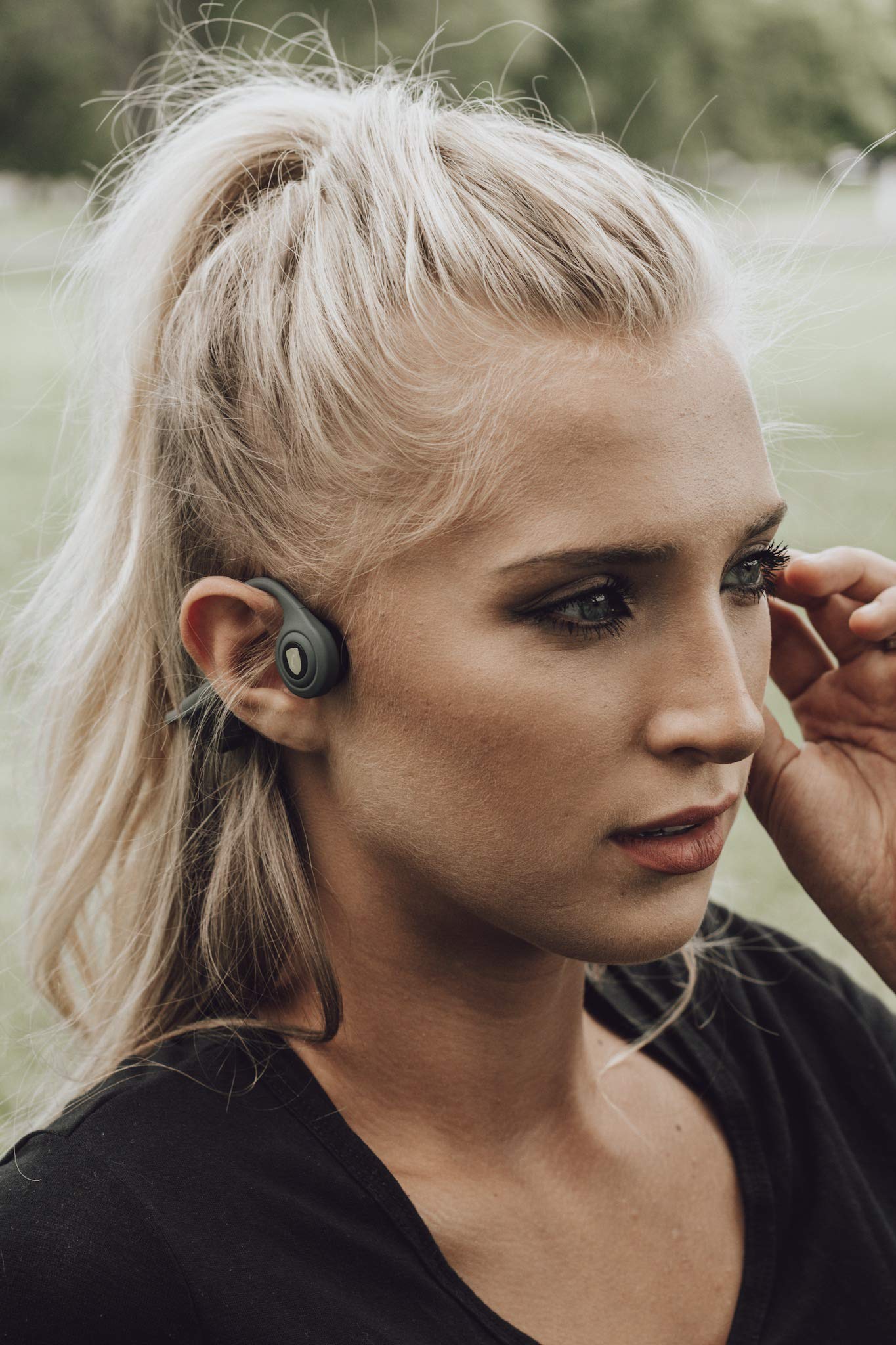 Zulu Exero Open-Ear Wireless Bone Conduction Headphones (Grey) Bluetooth for Running, Bicycling, Hiking, with Microphone