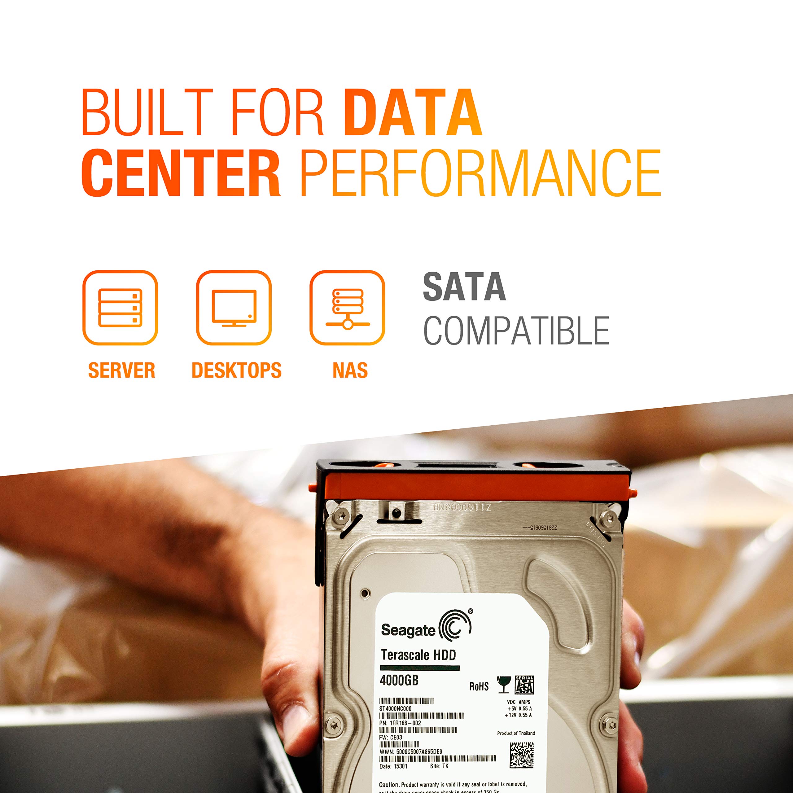 Seagate ST4000NC000 4TB 5900 RPM 64MB Cache SATA 6.0Gb/s 3.5 inches Terascale HDD (Renewed)