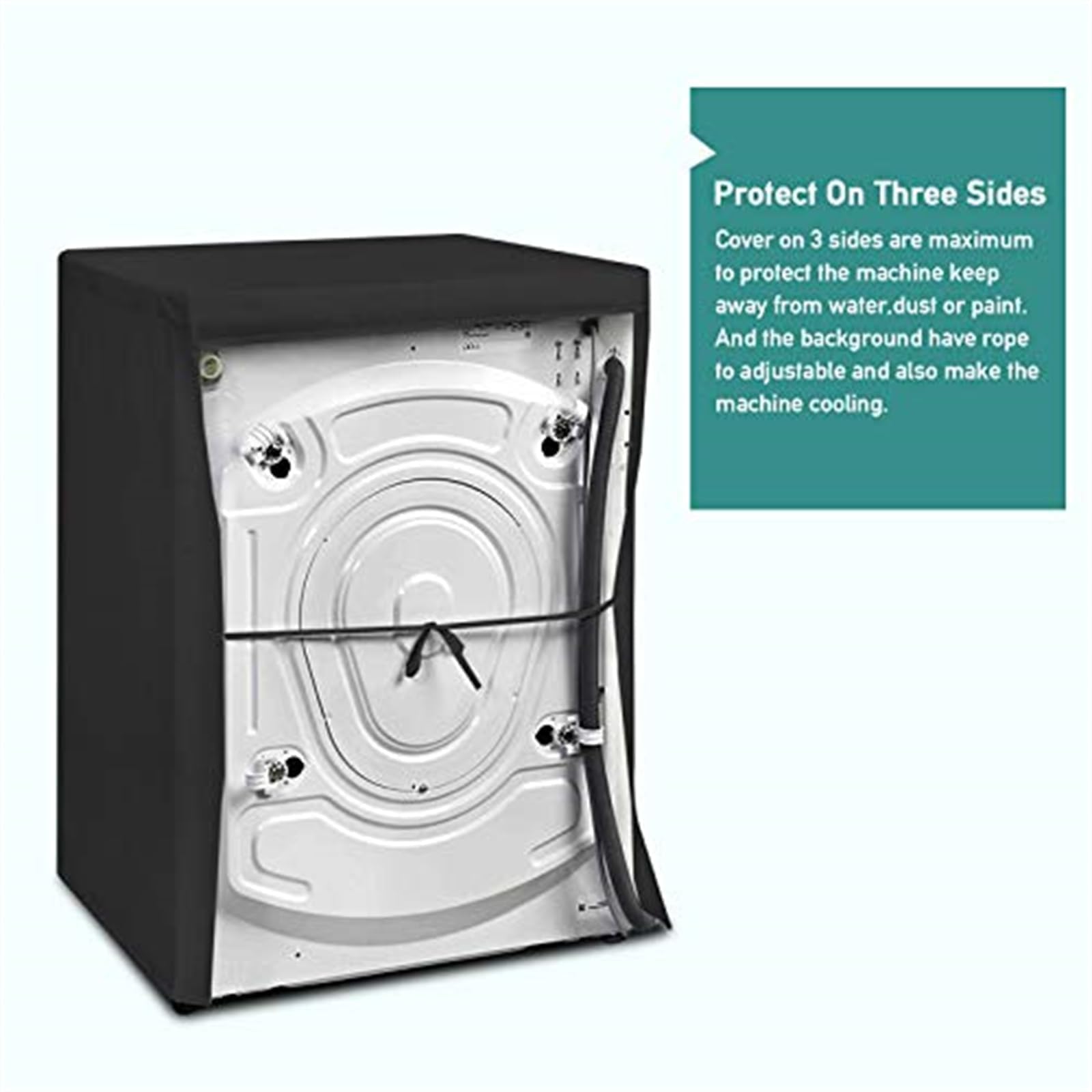 Washer/Dryer Cover,Washer and Dryer Covers,Washine Machine Cover for Waterproof and Dustproof Thickening Front-Loading Machine,Washer Cover Fit for Most Front-loading Washer(Black)