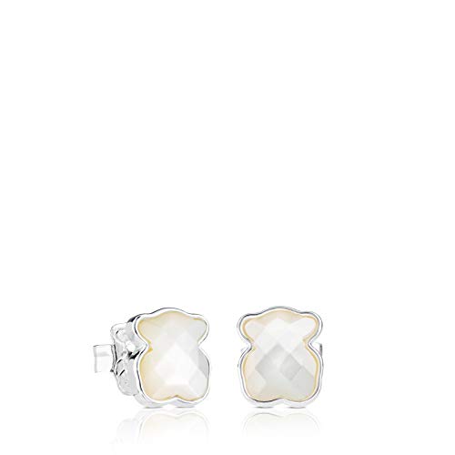 TOUS Sterling Silver Earrings for Women with Pearls & Bear Motif, Size: 0.9 cm. TOUS Color Collection