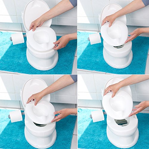 ToyLet Potty Training Toilet Seat | Toddler Potty Training with Comfy Seat Cover, Tank Storage & Paper Roll Holder | Easy to Empty and Clean | Soft & Comfortable Potty Trainer for Boys & Girls (Blue)