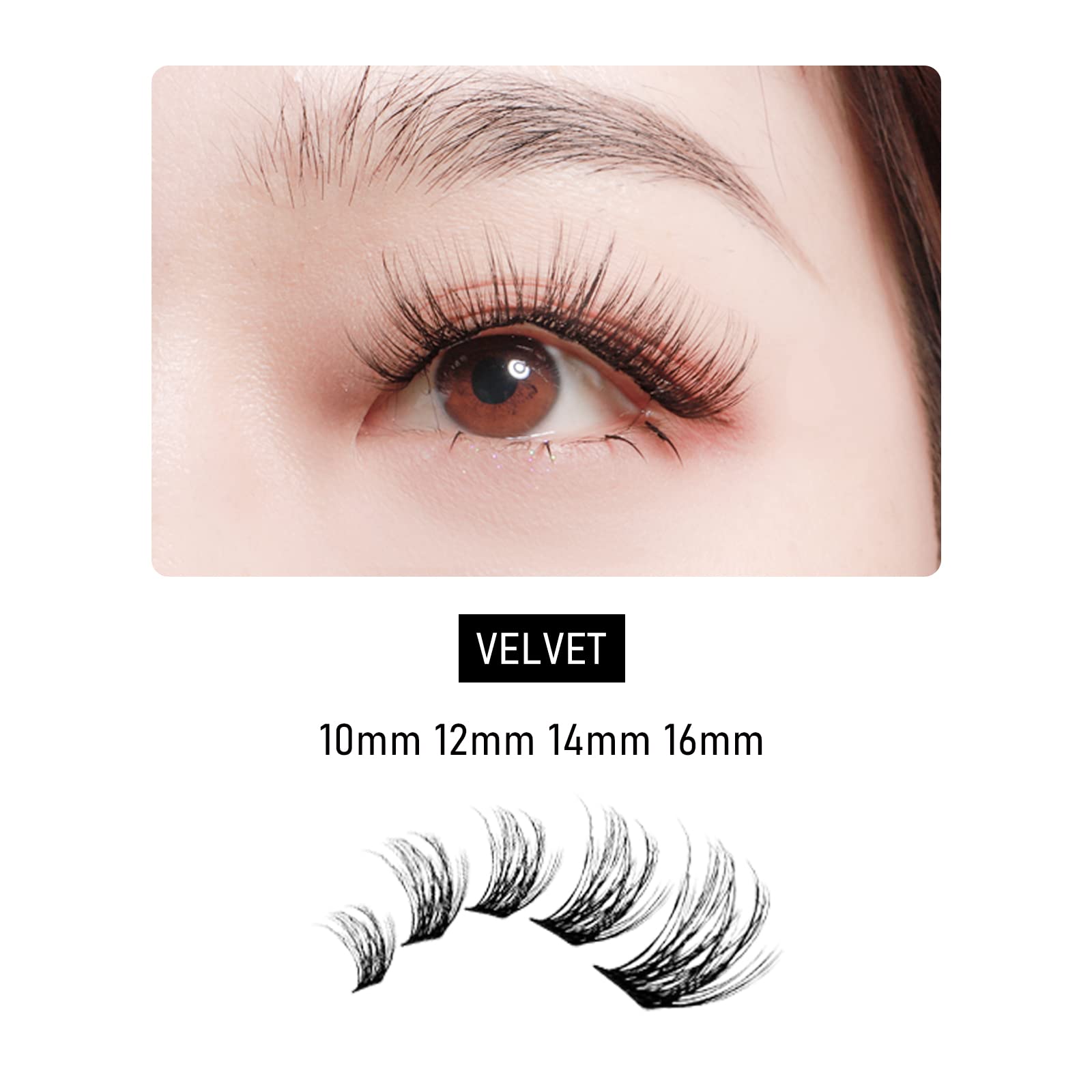 VEYES INC Cluster Lashes. Wispy & Soft DIY Eyelash Extensions, Individual Eyelashes that Look Like Extensions, D curl 10-16mm Mixed Length, 5 Pairs/Tray (LC-35).