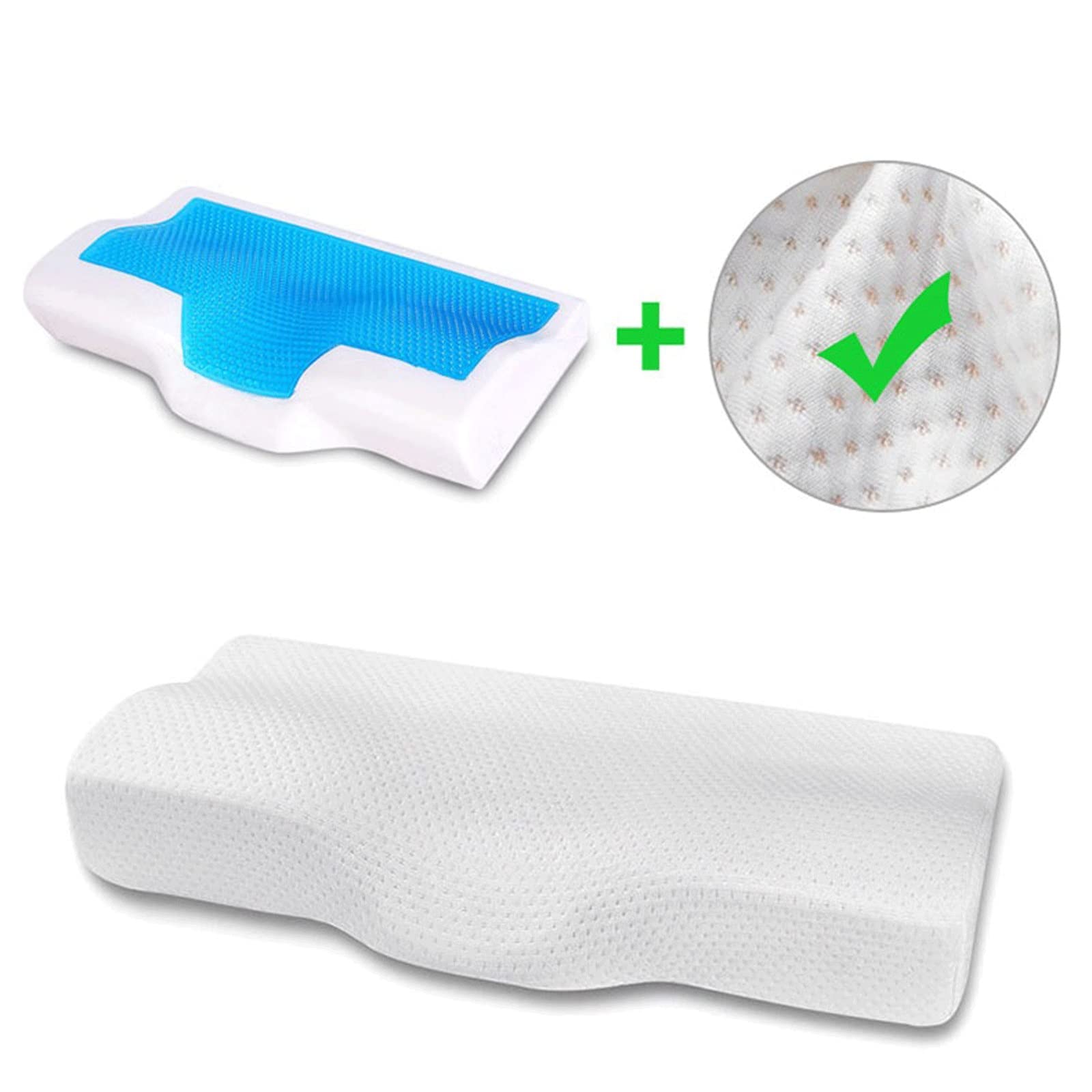ZIFARM Bed Pillows, Memory Foam Pillow Neck Gel Slow Rebound Cervical Cushion Stop Snoring Neck Shoulder Relaxation Deep Sleep Bedding