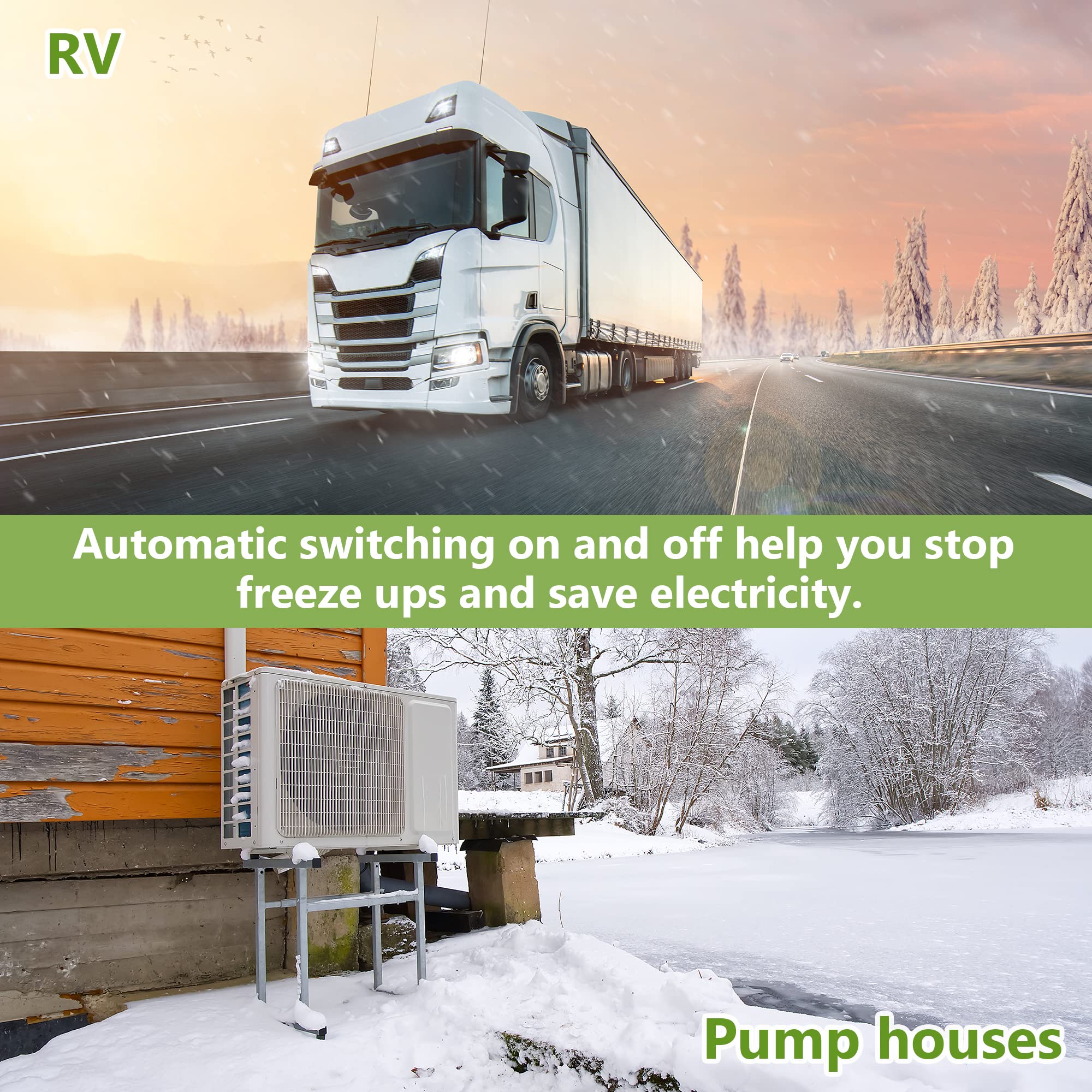 Temperature Controlled Outlet, Auto On 32°F/Off 50°F Thermostatically Controlled Outlet Switch, Thermostat Outlet Plug for Heater, Freeze Control Thermostat Outlet Cube for Cold Weather Farm Deicer