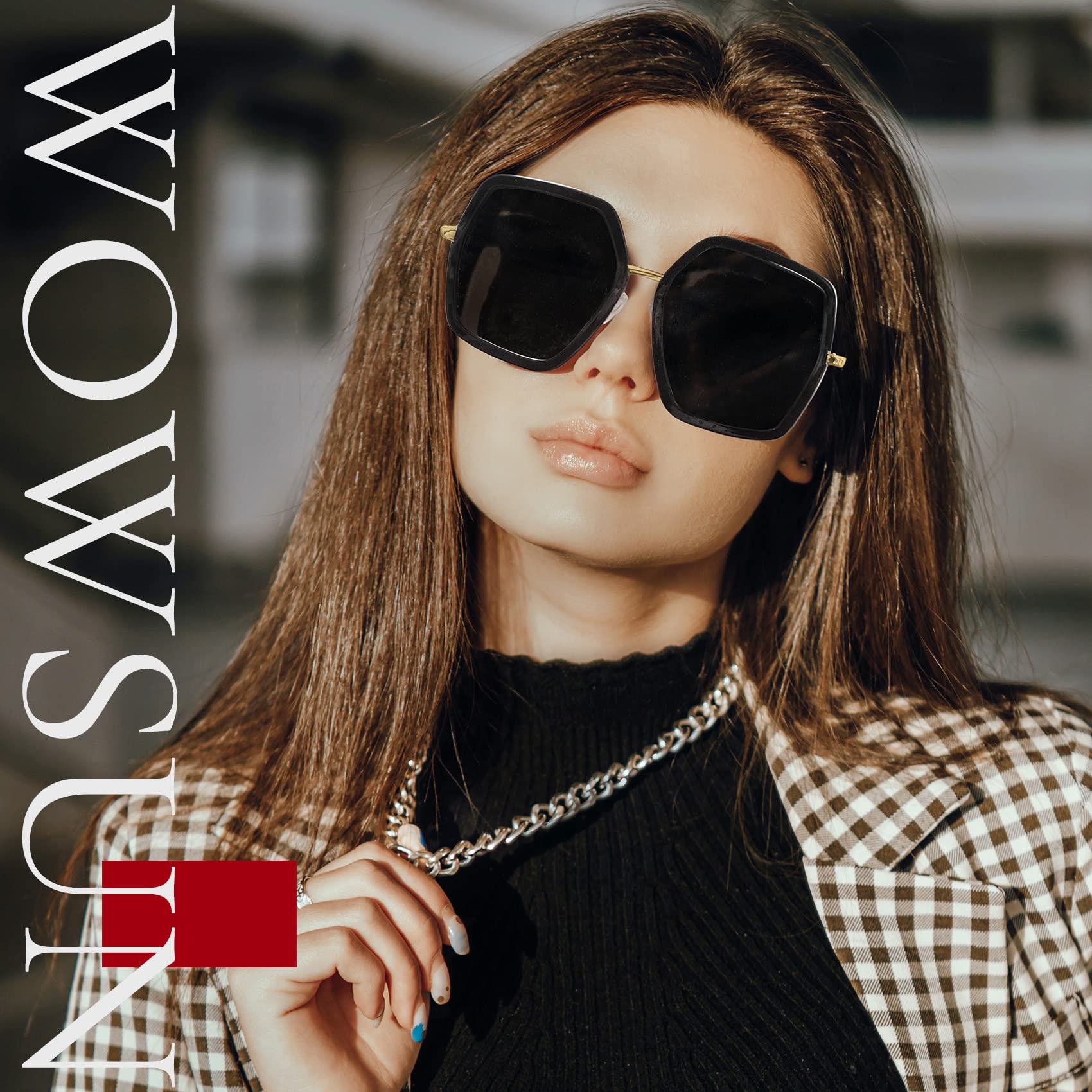 WOWSUN Oversized Big Fashion Sunglasses for Women Irregular Large Shades UV Protection