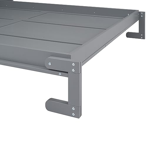 WOXYX Queen Size Murphy Cabinet Bed with A Storage Shelf, Wood Fold able Wall Bed Frame for Home Office Studio,Gray