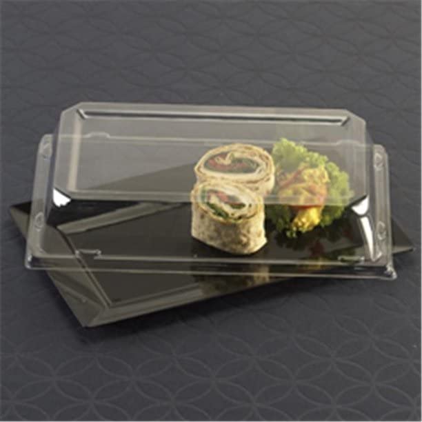 zappy 10 12" x 7.5" Rectangle Serving Trays with Lids Food Containers Plastic Containers with Lids White Food Platters with Clear Lids Plastic Tray Sushi Plates Food Storage Containers