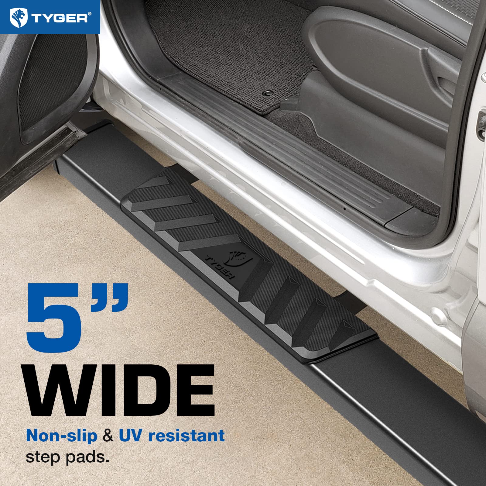 Tyger Auto 5" Riser Running Boards Compatible with 2019-2023 Ford Ranger | Supercrew Cab | TG-RS5F50358 | Side Step Rails Nerf Bars