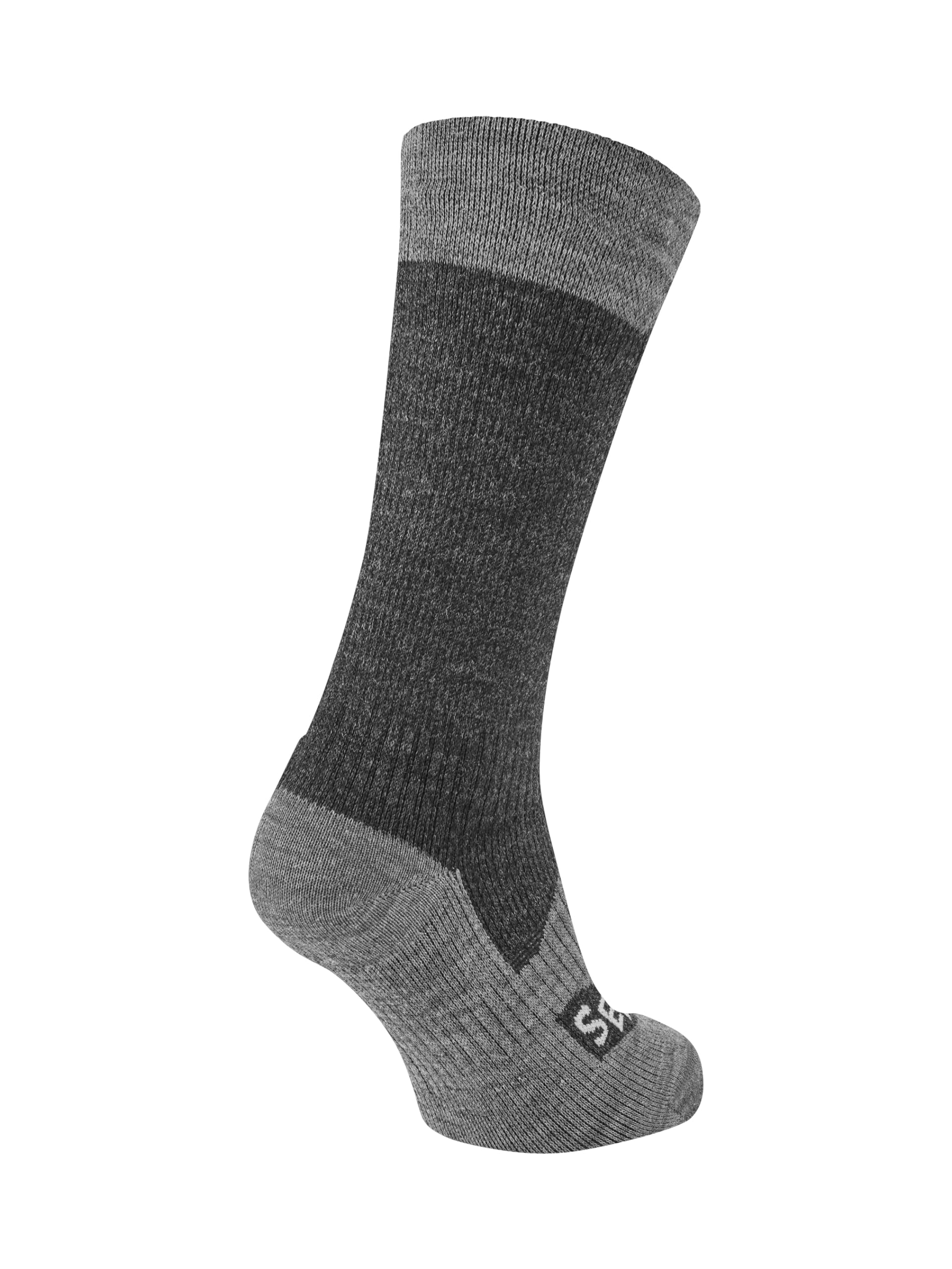 SEALSKINZ Unisex Waterproof All Weather Mid Length Sock, Black/Grey Marl, Large