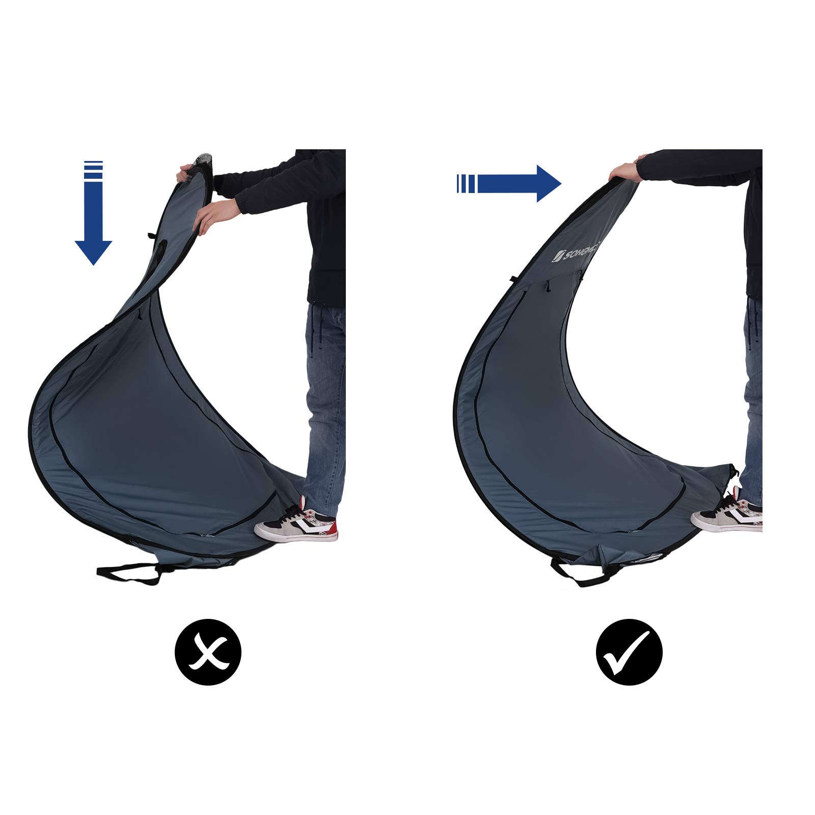 SONGMICS Pop up Tent, Privacy Shelter for Changing Room, Dark Gray + Blue