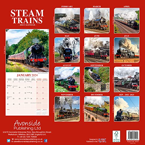 Steam Train Calendar - Calendars 2023 - 2024 Wall Calendars - Steam Trains 16 Month Wall Calendar by Avonside