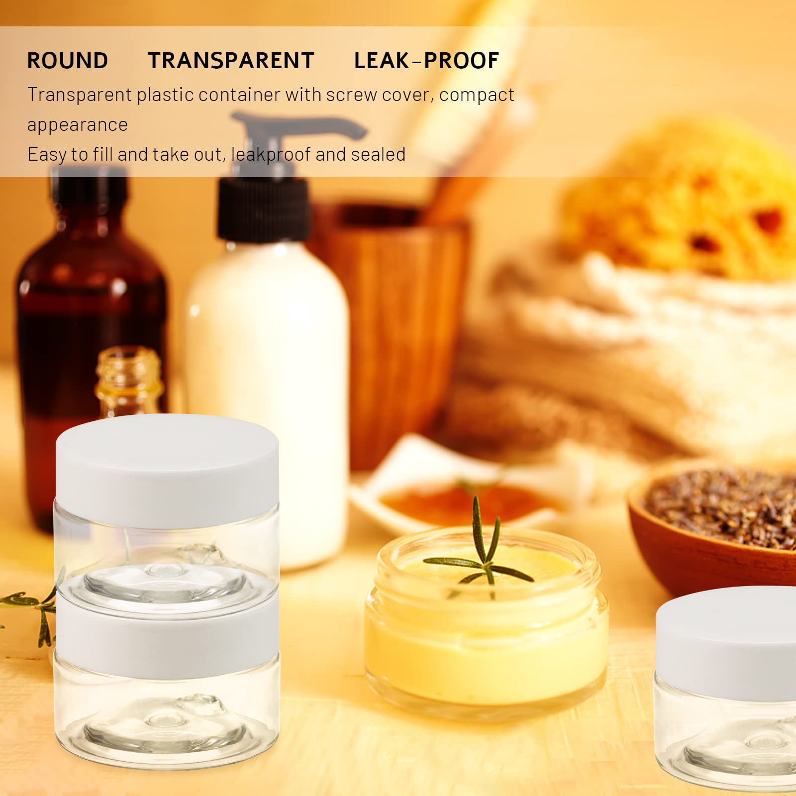 UPlama 24 Pack Cosmetic Containers, Plastic Sample Containers With Lids With Inner Liners Leakproof Wide-Mouth Travel Containers Jars Pots For Toiletry Makeup Cream Liquid Slime (1oz, White)
