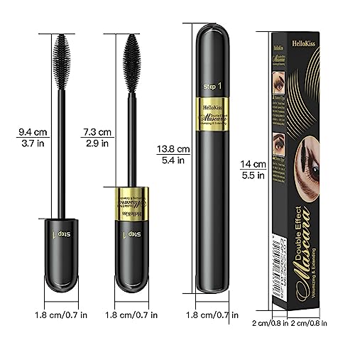 Vibely Mascara, 2 In 1 Thrive Mascara for Natural Lengthening & Thickening Effect, Mascara Waterproof No Clumping Magic 4D Silk Fiber Lash Mascara, Mascara Black Volume and Length Telescopic Mascara (01)