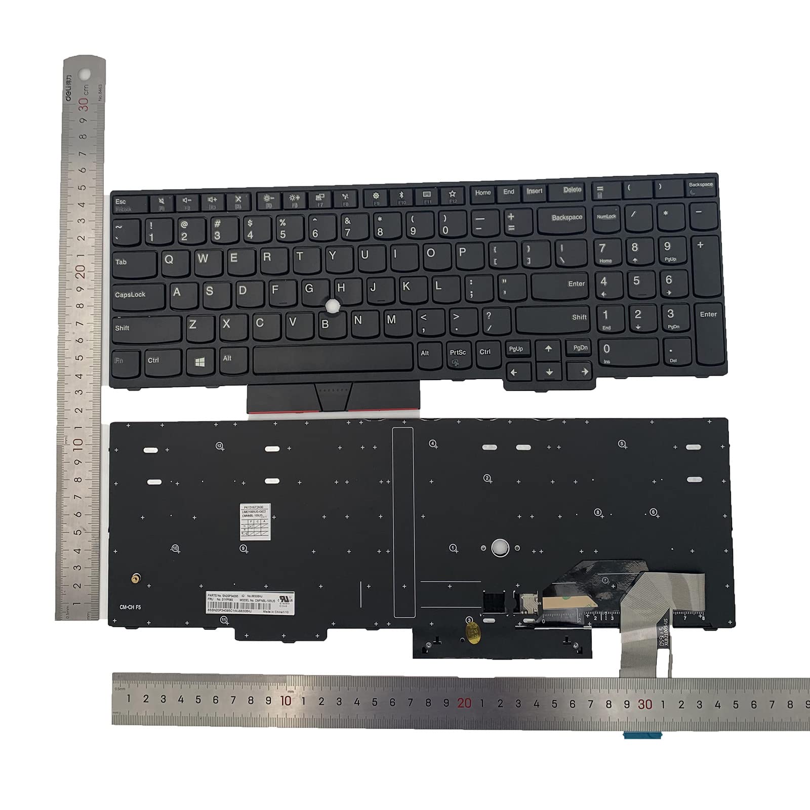 yhfshop Laptop Replacement US Layout Keyboard for Lenovo ThinkPad E580 E585 E590 L580 P52 P53 P73 T590(Without Red Pointer)