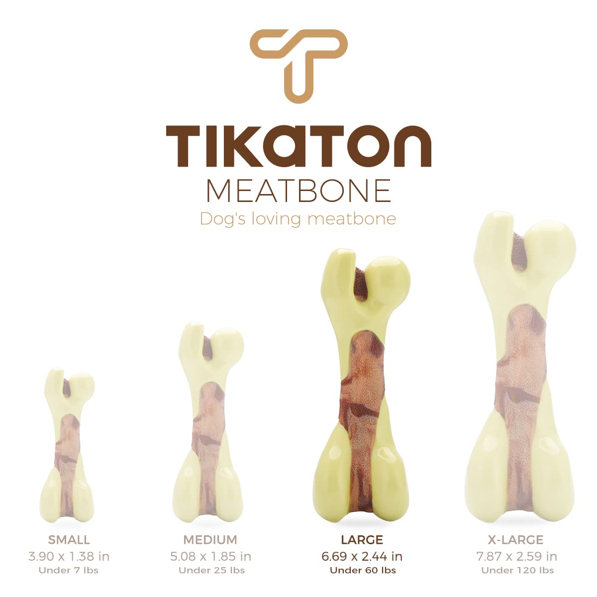 Tikaton Dog Chew Toys for Aggressive Chewers, Peanut Butter Flavor Durable Dog Teething Chew Toys Bones for Large/Medium/Small Puppies