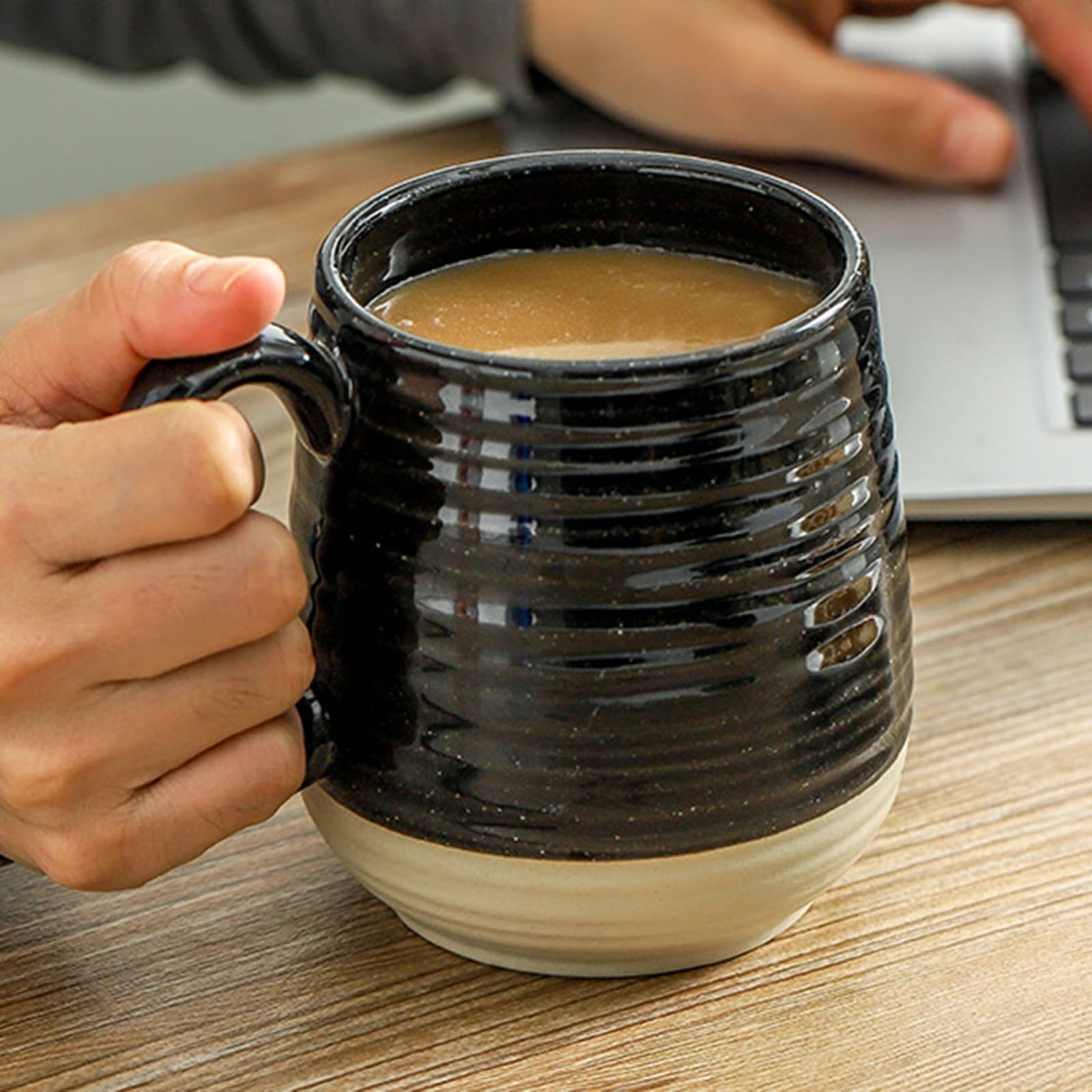 Tikooere Ceramic Coffee Mug, 20 oz Coffee Cup with Large Handle for Coffee Tea Latte, Black Coffee Mug for Men Dad Husband Christmas Gift, Funny Mug for Home Decor, Dishwasher & Microwave Safe