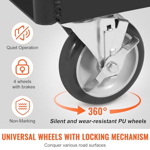 VEVOR Steel Panel Truck, 1500 LBS Panel Dolly Cart with 5" Swivel Casters and 36.02" x 24.02" Deck, Heavy-Duty Drywall Sheet Cart, Handling Wall Panel, Sheetrock, Lumber for Garage, Home, Warehouse