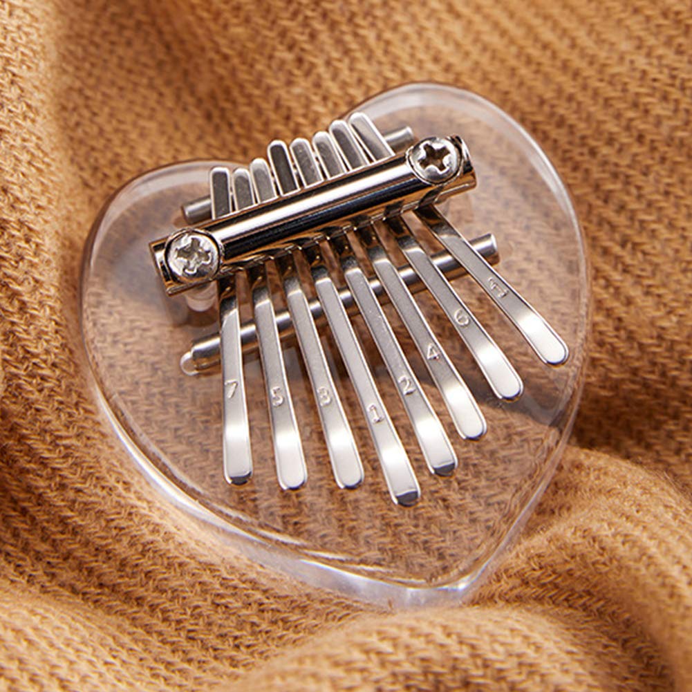 Thumb Piano, Portable Cute Mini Kalimba Beginner Musical Instrument | 8 Keys Transparent Acrylic Handheld Keyboard Pocket Finger Pendant for Children Gift