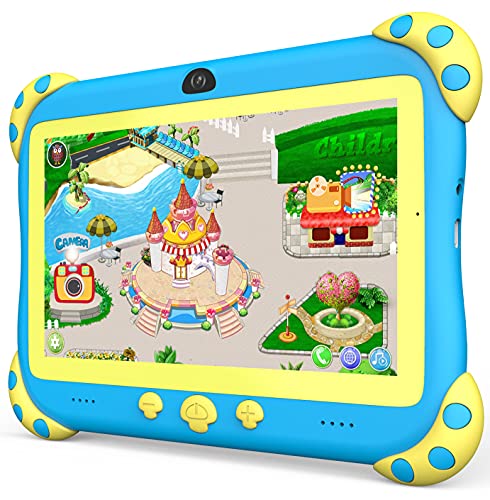 YINOCHE Toddler Tablet for Kids 7 inch Kids Tablet WiFi Kids Tablets 32G Android 10 Tablet for Toddlers Parental Control Children's Tablet with Kids Software Pre-Installed Kid-Proof Case (Blue)