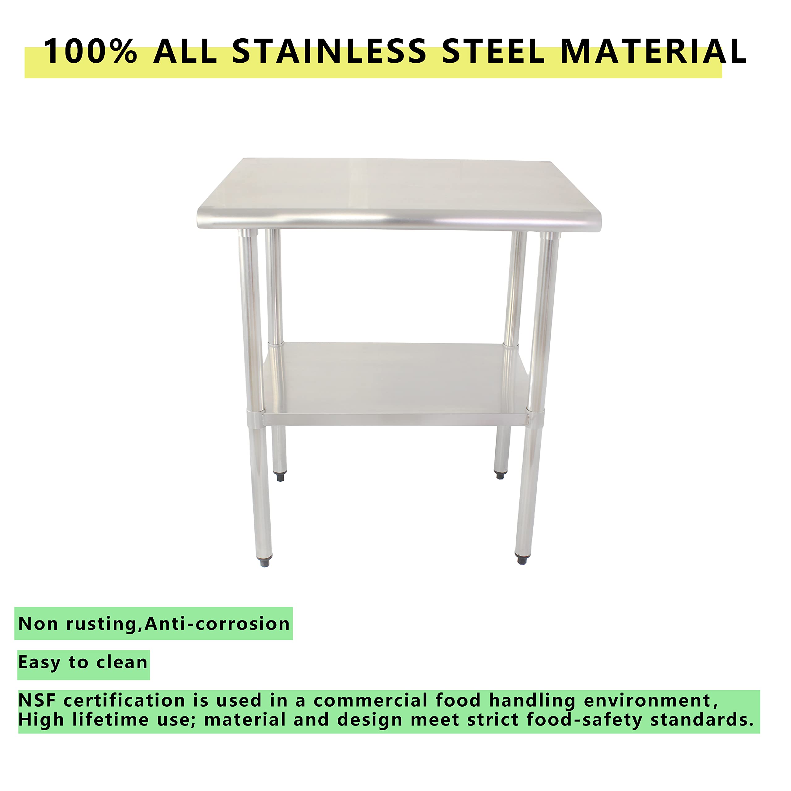 STEELBUS 33''x20'' Movable Dinning Cart table,Metal kitchen food prep work table with 2 big caster,pizza oven table,grill table indoor & outdoor