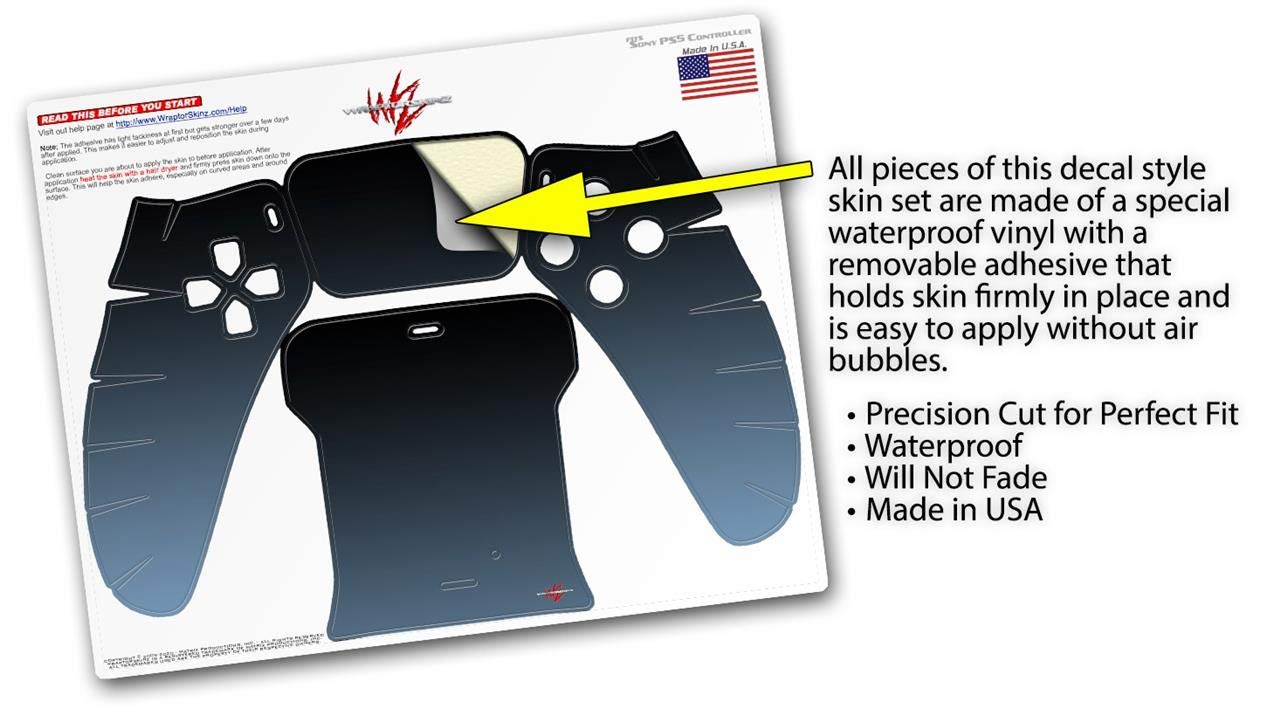 WraptorSkinz Skin Wrap compatible with Sony PS5 DualSense Controller Smooth Fades Blue Dust Black (CONTROLLER NOT INCLUDED)