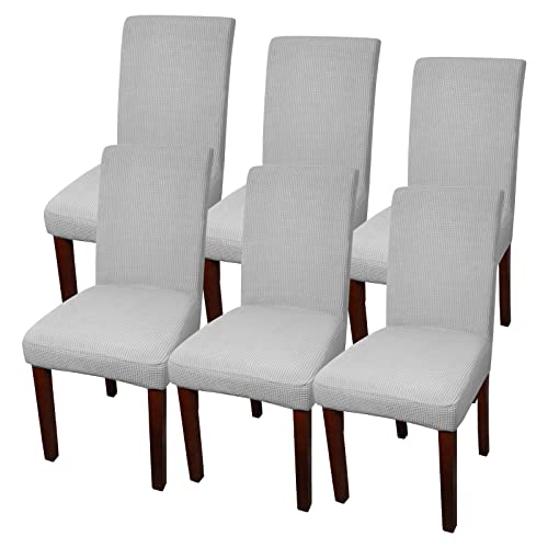 trusir Chair Covers for Dining Room 6 Pack, Stretch Chair Slipcover Kitchen Chair Protector for Dining Covers (Light Gray, 6Pack)