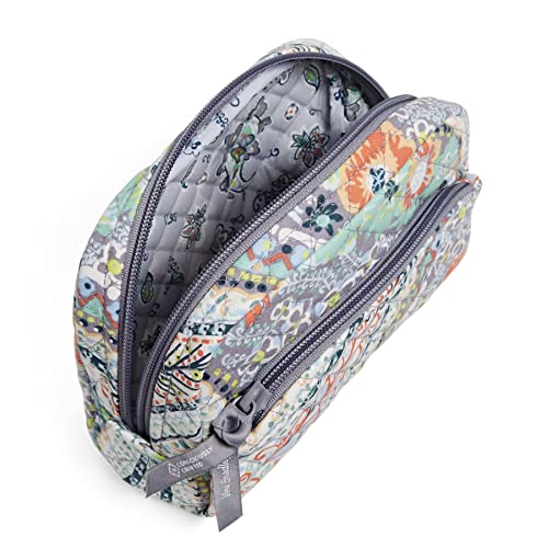 Vera Bradley Women's Cotton Medium Cosmetic Makeup Organizer Bag, Citrus Paisley - Recycled Cotton, One Size