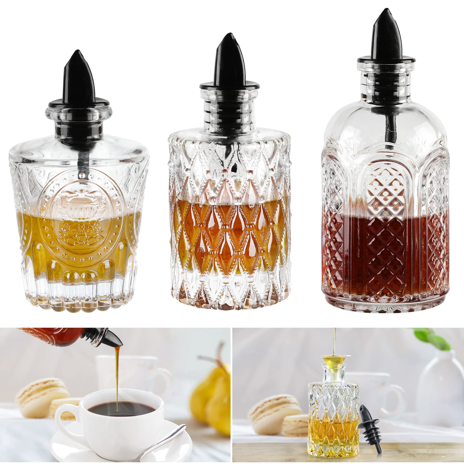 Syrup Bottle Set of 6 - Syrup Dispenser with Leak-Proof Lids Pour Spout Ideal for Coffee Syrups,Honey,Condiments,Olive Oil…