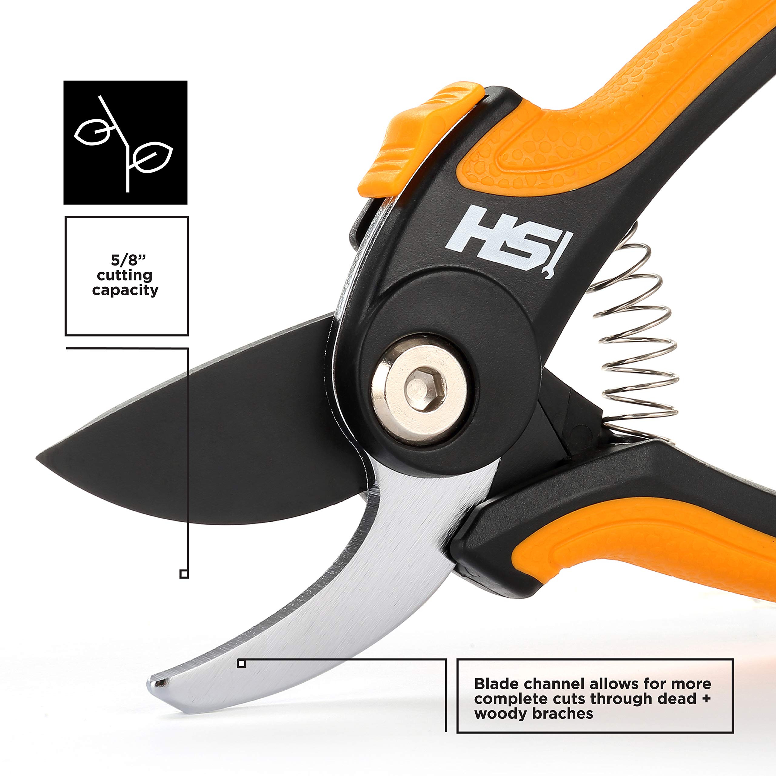 STEELHEAD 7" Bypass Pruning Shears, Non-Stick Rust Resistant Coating, High-Carbon Steel, Sharp, Hand Pruner, Garden Shears, Clippers, Tree Trimmers, Secateurs, 5/8" Cutting Capacity, USA-Based Support