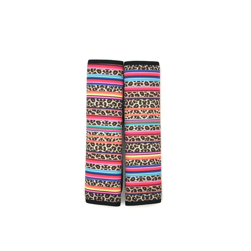 Seat Belt Cover 2 Packs, Soft Car Seat Belt Pad Cover Neoprene Seat Belt Shoulder Pads for Adults Kids (Rainbow Leopard)