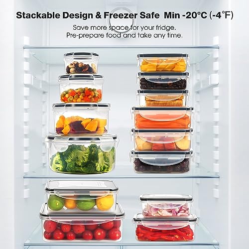 Tiastar 38PCS Food Storage Containers with Lids, Airtight Plastic Storage Containers, BPA Free &100% Leakproof Food Containers, Includes 16 Reusable Labels & 1 Marker