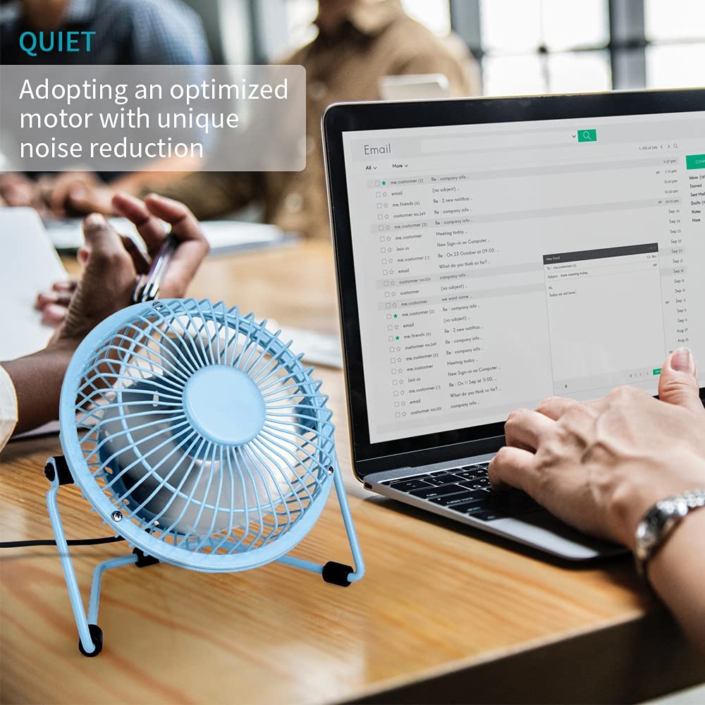 TAEPKY 4'' USB Desk Personal Fan,USB Powered Portable Fan, Mini USB Desk Table Fan, Mini Table Fan for Office Desk Bedroom Home