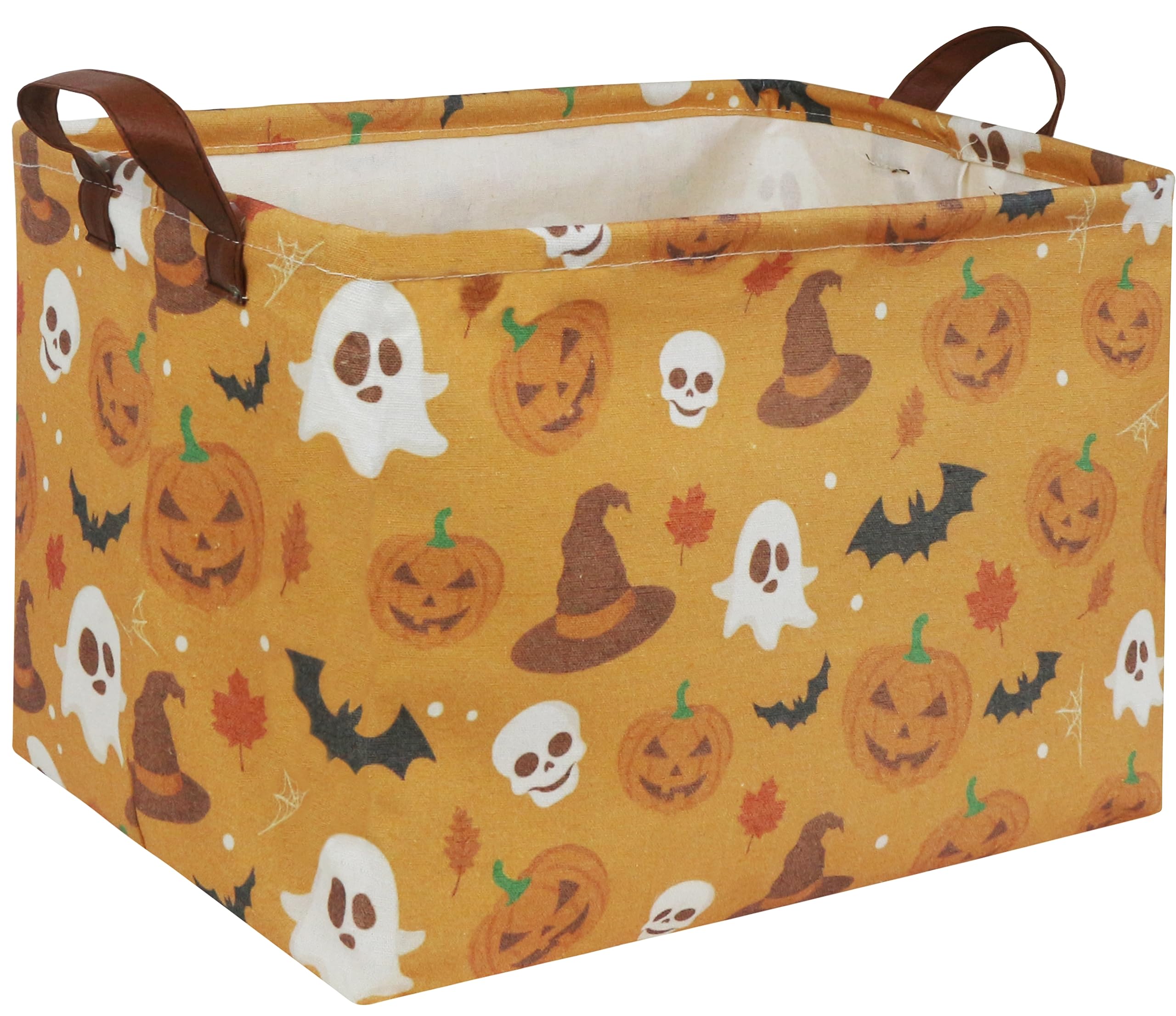 TIBAOLOVER Halloween Basket Cute Halloween Baskets for Kids Skull Pumpkin Basket Rectangular Toy Storage Bin Organizer Box Room Decor for Halloween Parties(Halloween Basket)