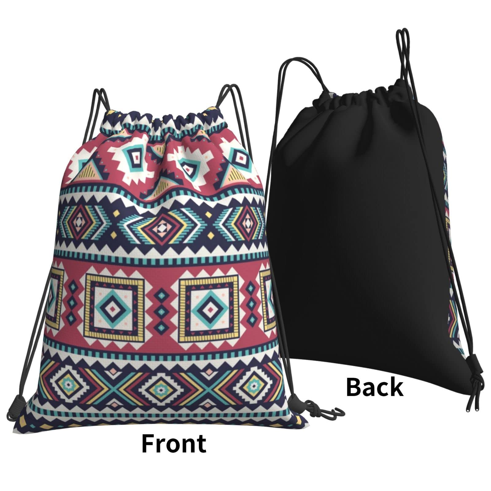 YIUGRSA Bohemian Folk Style Drawstring Backpack Gym String Bag Sport Sackpack Beach for Men/Women/Kids Waterproof Lightweight 14x16inch