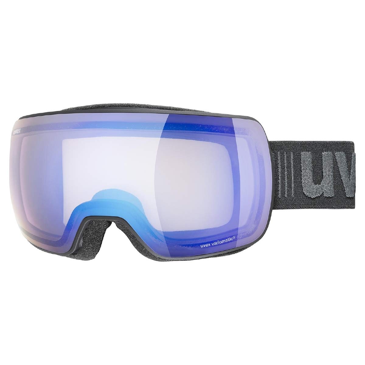 Uvex Unisex-Adult, Compact V Ski Goggles, Black Mat/Blue Mirror-Clear, One Size