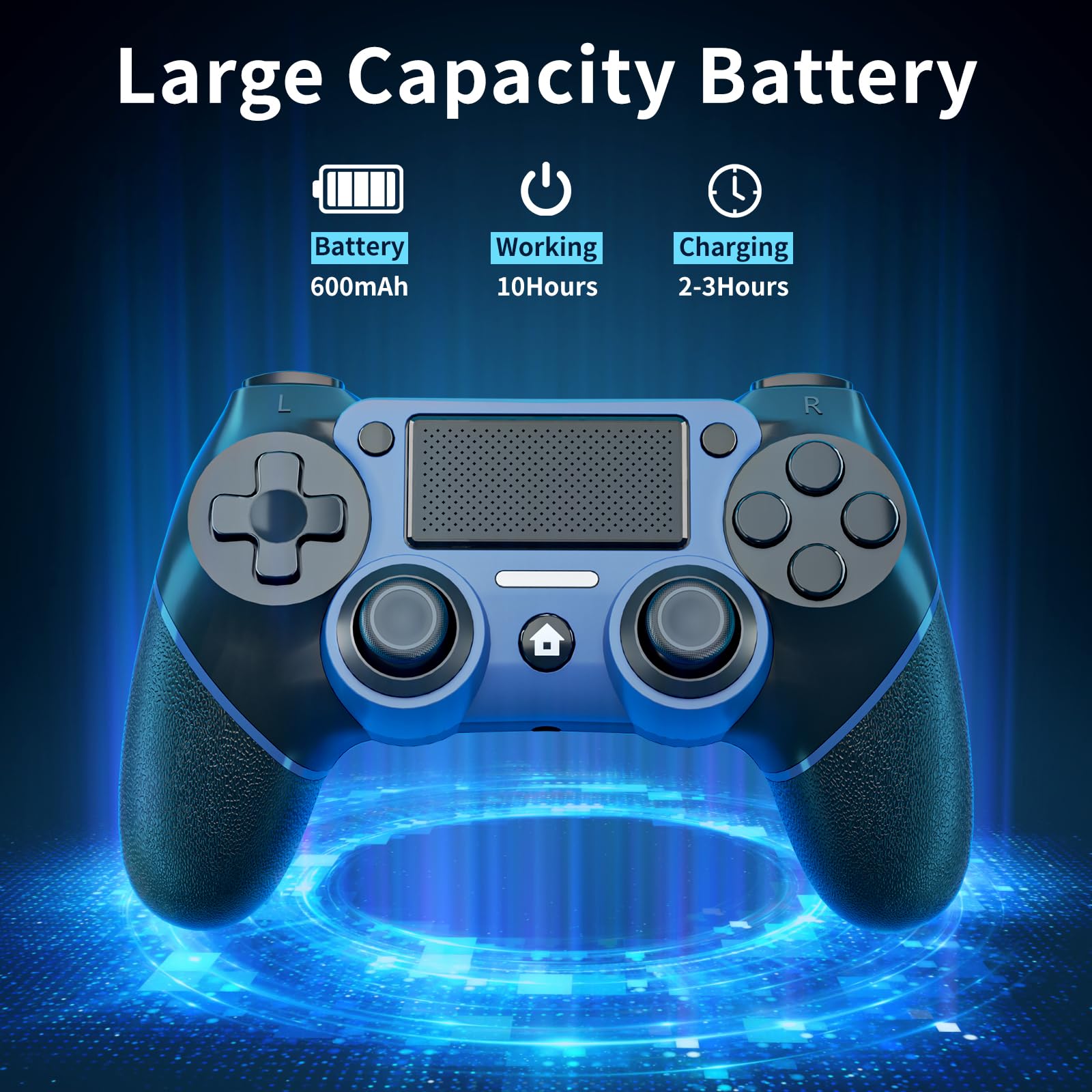 Wireless Controller for P4, Remote Control Compatible with Playstation 4/ Slim/ Pro/ PC, Gaming Controllers with Double Vibration /6-Axis Motion Sensor /Programmable Back Buttons【Upgraded Version】
