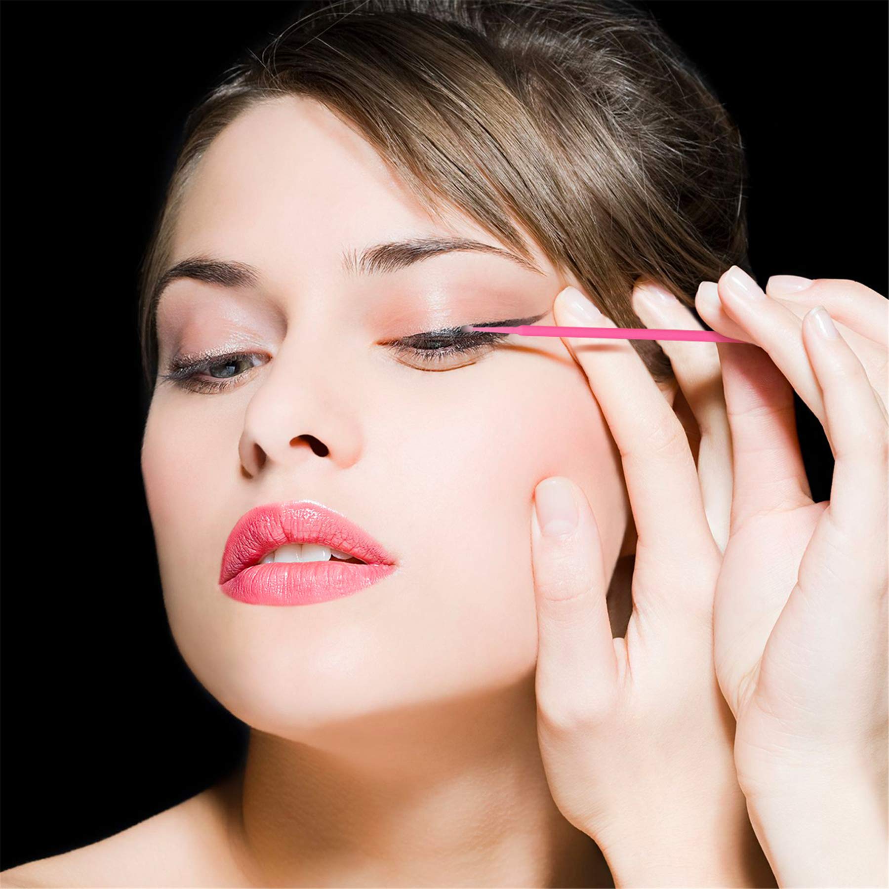 tifanso 400PCS Micro Cotton Swabs, Micro Swabs for Eyelash Extension, Disposable Micro Applicator Brush Micro Eyelash Swabs Pink(Head Diameter: 2.0mm)