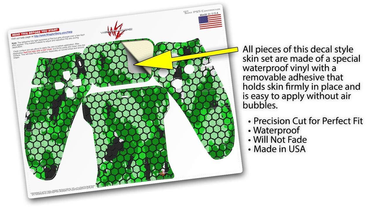 WraptorSkinz Skin Wrap compatible with Sony PS5 DualSense Controller HEX Mesh Camo 01 Green Bright (CONTROLLER NOT INCLUDED)