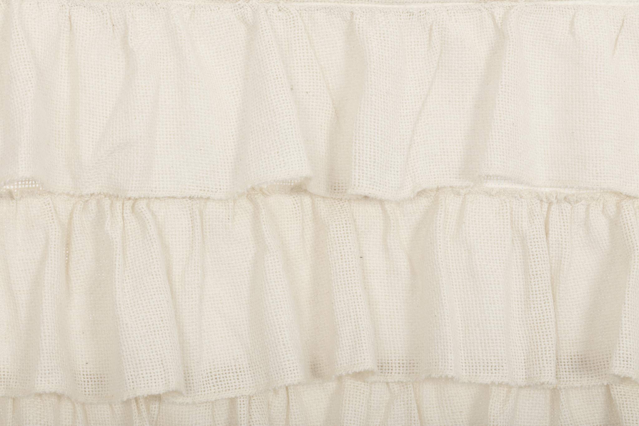 VHC Brands Country Kitchen Curtains Rod Pocket Farmhouse Burlap Antique White Ruffled Valance 16" x 60"