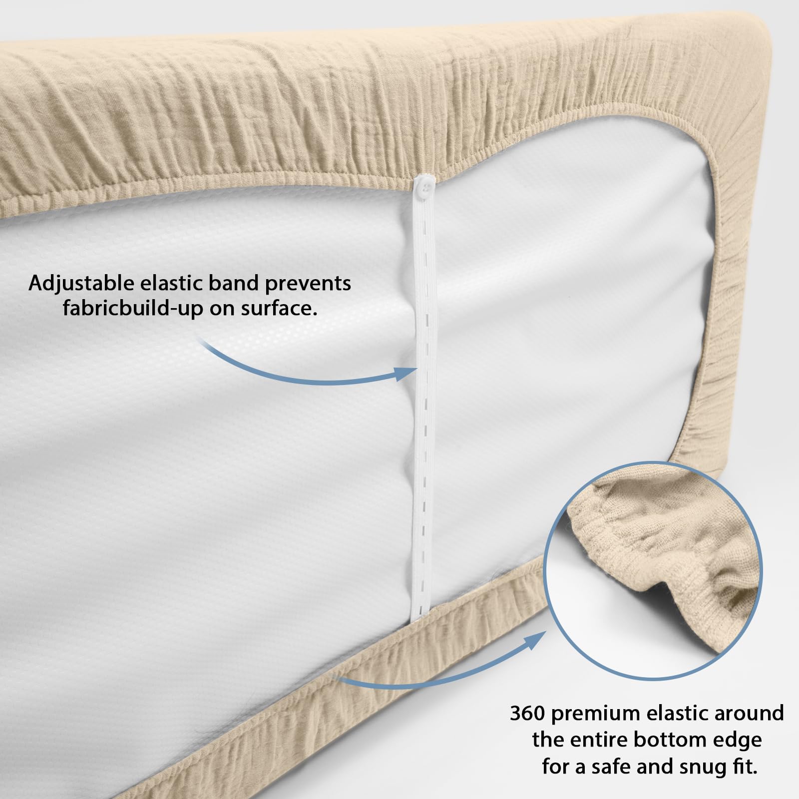 VYPERX Muslin Changing Pad Covers, Solid Color Changing Table Pad Cover, Ultra Soft Breathable Boho Changing Pad Sheets Fit for Standard Changing Pad 16" x 32", 3 Pack (White & Sand & Brown)