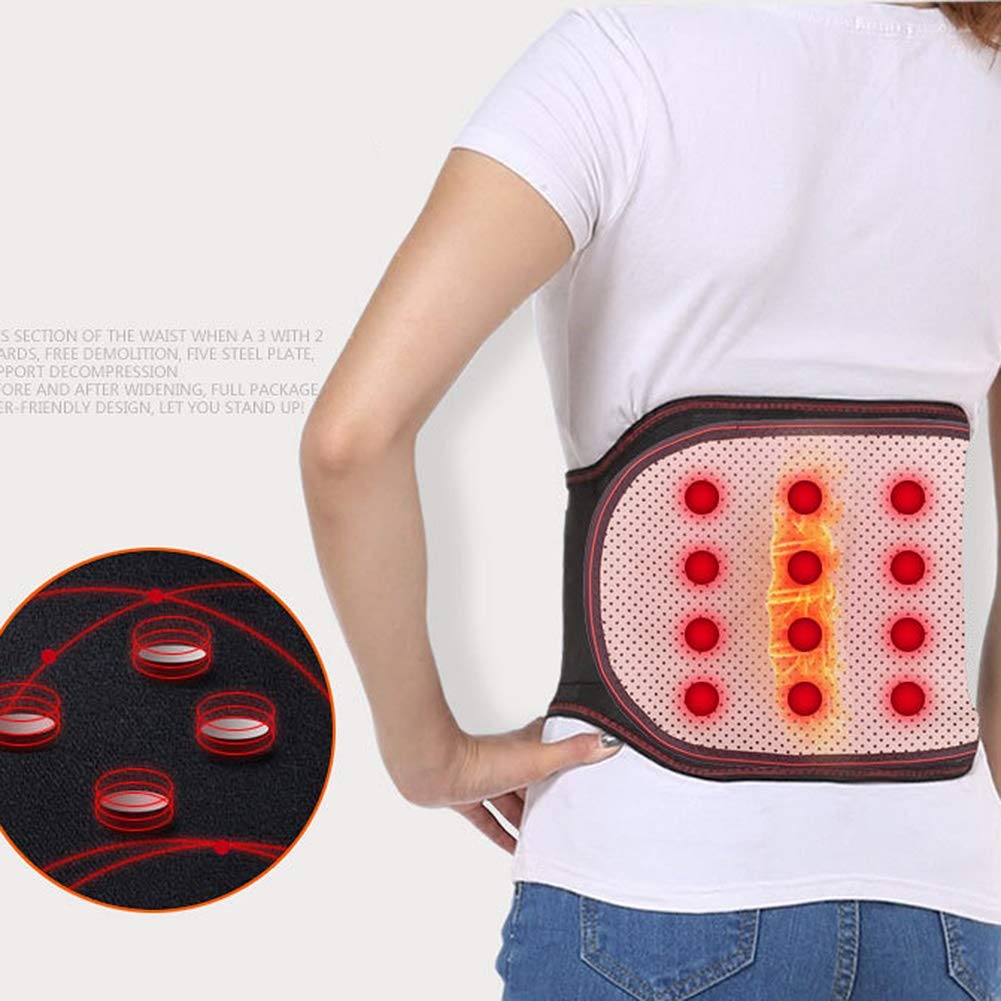 ZFF Self-Heating Back Support Lumbar Belt for Women Men Lower Back Brace Back Pain Relief and Injury Prevention with Removable Pad (Size : XL(120 * 23cm))