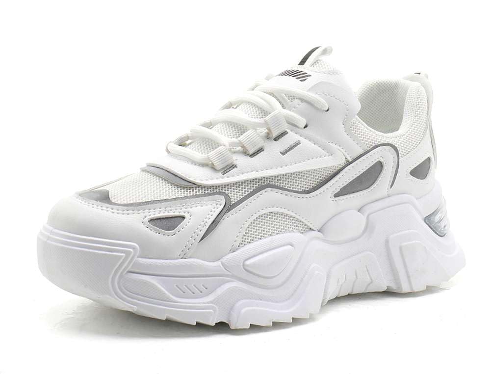 YYSPR Women's Fashion Platform Lace Up Sneakers Lightweight Walking Running Shoes White 8 US