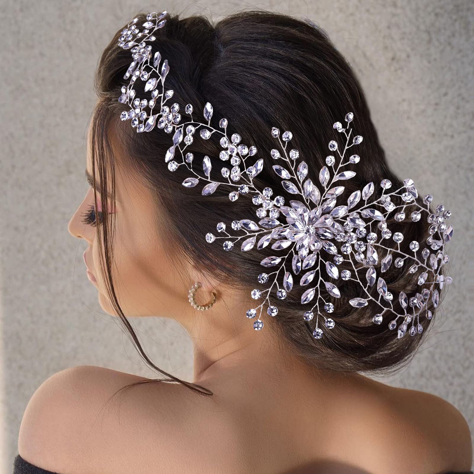 ZHENM Rhinestone Wedding Headband Bridal Hair Vine,Wedding Headpieces for Bride